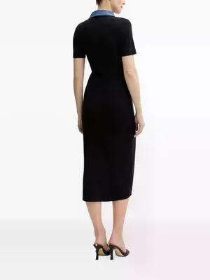 MORGAN Denim-panel Button Midi Dress