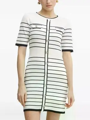 MORGAN Striped Button-front Mini Dress