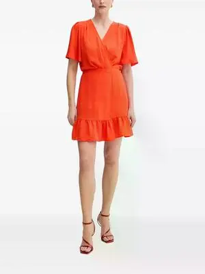 MORGAN Ruffled-hem V-neck Mini Dress