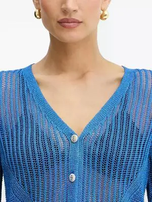 MORGAN Openwork-knit Button-down Cardigan
