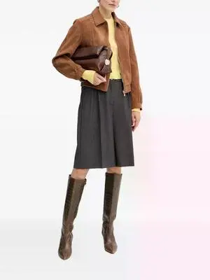 MORGAN Zip-up Suede-effect Jacket - Brown