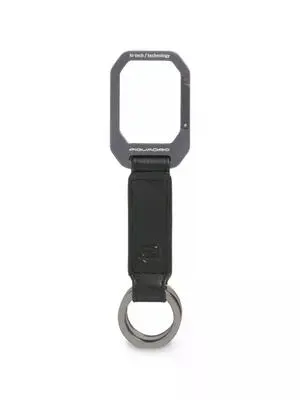 PIQUADRO Carabiner Leather Keyring - Black