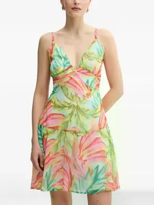 MORGAN Tropical-print Tiered Mini Dress