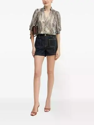 MORGAN Ruffled Snake-print Blouse