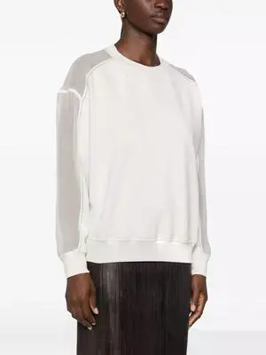 Brunello Cucinelli Sheer-panel Monili-chain Sweatshirt - Neutrals