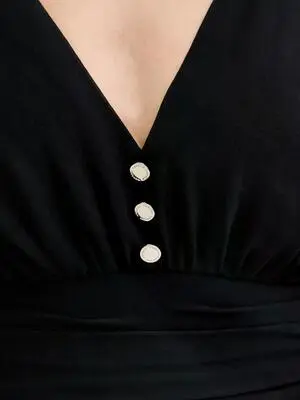 MORGAN Button-detail Ruched-waist Mini Dress