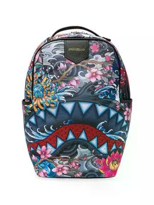 SPRAYGROUND Shark Floral-print Backpack - Blue