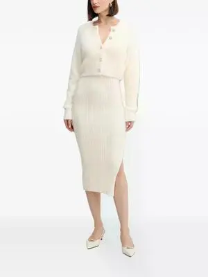 MORGAN Ribbed-knit Cardigan And Midi Dress Set