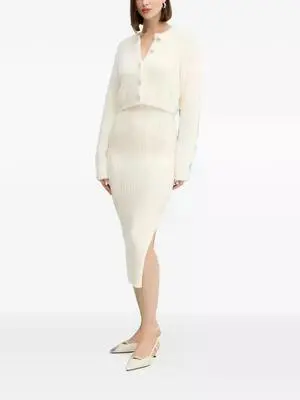 MORGAN Ribbed-knit Cardigan And Midi Dress Set
