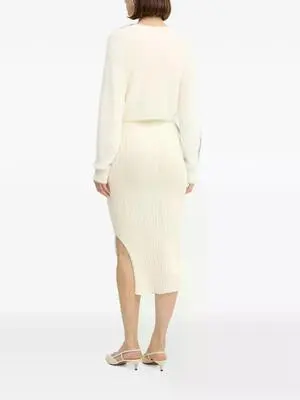 MORGAN Ribbed-knit Cardigan And Midi Dress Set