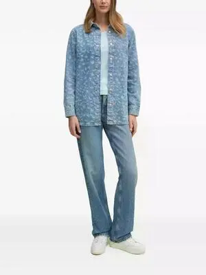 Sisley Laser-print Denim Shirt - Blue