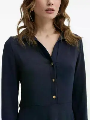 MORGAN Button-up Long-sleeve Midi Dress - Blue