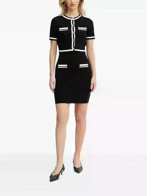 MORGAN Ribbed-knit Contrast-trim Mini Dress
