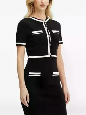 MORGAN Ribbed-knit Contrast-trim Mini Dress