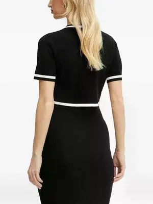 MORGAN Ribbed-knit Contrast-trim Mini Dress