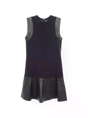 Balenciaga 2010s Leather-trim Sleeveless Dress - Blue