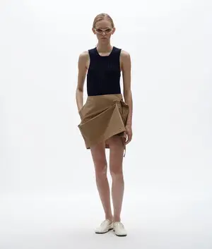 Bottega Veneta Compact Cotton Poplin Skirt - Hemp