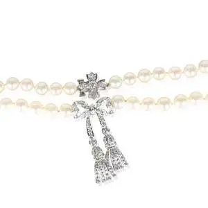 Tiffany & Co. Pearl And Diamond Diamond Bow Necklace
