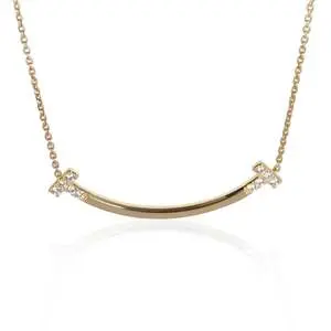 Tiffany & Co. Yellow Gold Diamond Medium Model T Smile Necklace - Yellow_gold