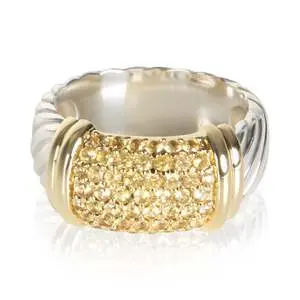 David Yurman Yellow Gold & Sterling Silver Sapphire Cable Candy Metro Ring