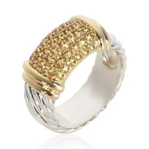David Yurman Yellow Gold & Sterling Silver Sapphire Cable Candy Metro Ring
