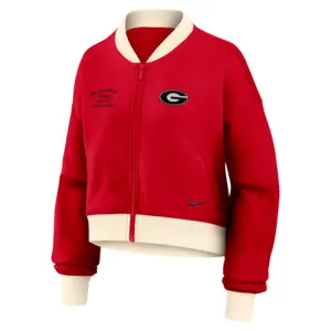 Nike Georgia Academic Women's College Oversized Cropped Full-zip Bomber Jacket Red