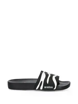 Melissa Zebra-print Slides - Black
