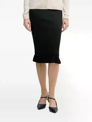 Sisley Ruffled-hem Midi Skirt - Black