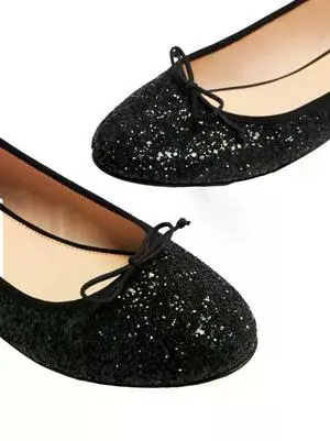 HOUSE OF BALLERINAS Celestine Glitter-effect Bow-detail Ballet Flats