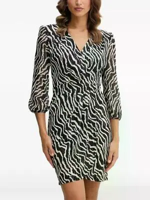 MORGAN Zebra-print V-neck Mini Dress
