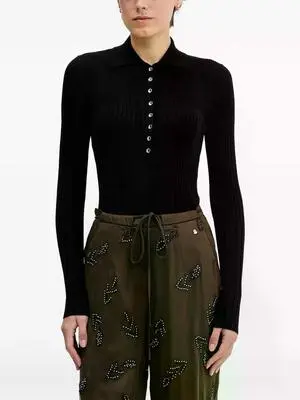 Sisley Button Ribbed Polo Sweater