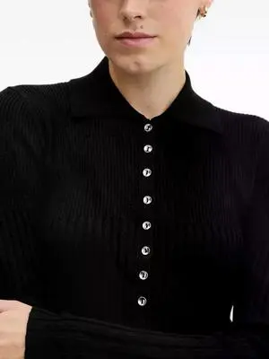 Sisley Button Ribbed Polo Sweater