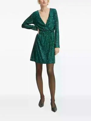 MORGAN Sequin-embellished Wrap-front Mini Dress