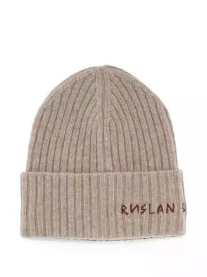 Ruslan Baginskiy Logo-embroidered Ribbed-knit Beanie Hat - Brown