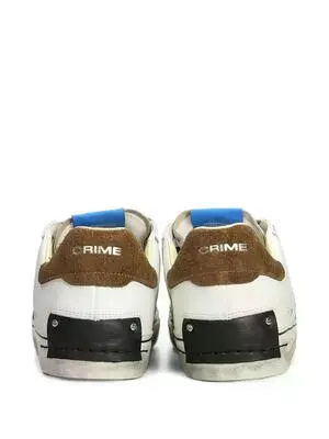 CRIME LONDON Deconstructed Suede-panelled Distressed-finish Sneakers - White