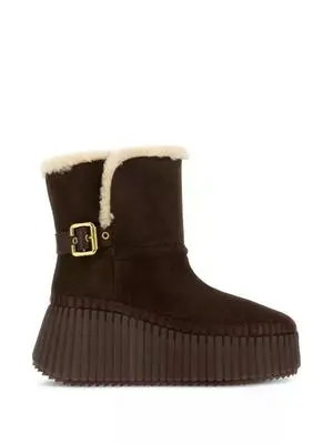 Chloé Nama Shearling-trim Ankle Boots - Brown