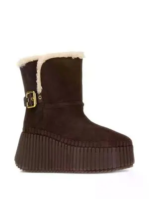 Chloé Nama Shearling-trim Ankle Boots - Brown