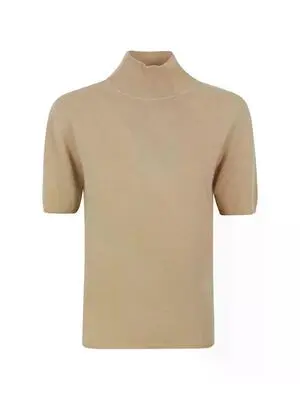 ALLUDE Short-sleeve High-neck T-shirt - Neutrals