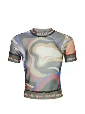 Ottolinger Psychedelic-print Mesh T-shirt - Neutrals