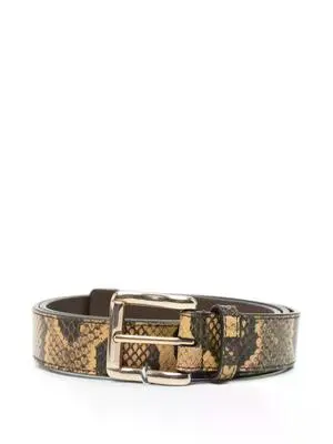 Amiri Snake-effect Buckle Belt - Brown