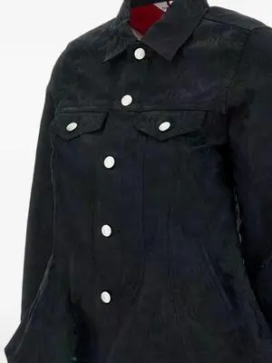 Comme Des Garçons Damask-pattern Peplum Jacket - Black