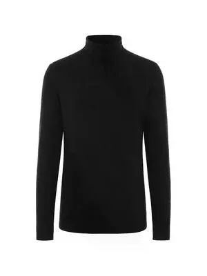 THOM KROM Roll-neck Contrast-stitch T-shirt - Black