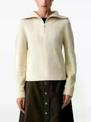 Marc O'polo Ribbed-knit Quarter-zip Sweater - Neutrals