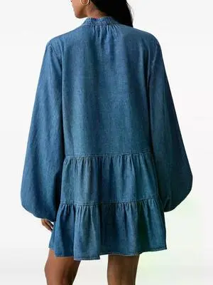 Bardot Antonia Chambray Pin-tucked Tiered Dress