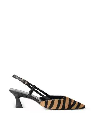 STUART WEITZMAN Vinnie Zebra-print Slingback Pumps Brown