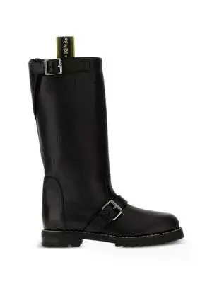 Fendi Commando Buckle-detail Leather Biker Boots - Black