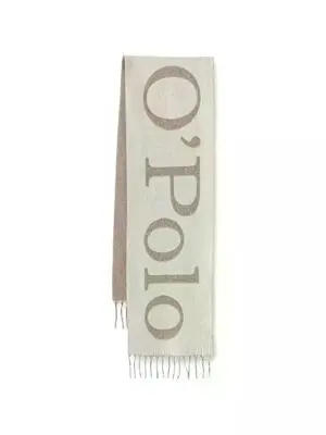 Marc O'polo Logo-intarsia Fringed Scarf - Neutrals