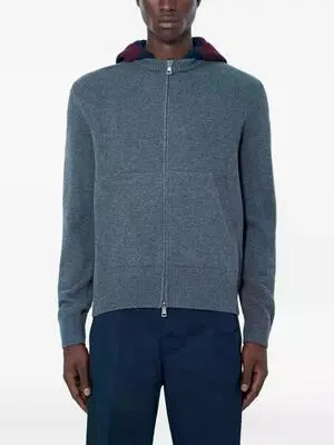 Moncler Knitted Zip-up Hoodie - Blue
