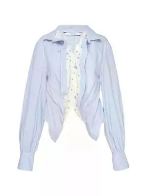 PUSHBUTTON Stripe-print Layered Blouse - Blue