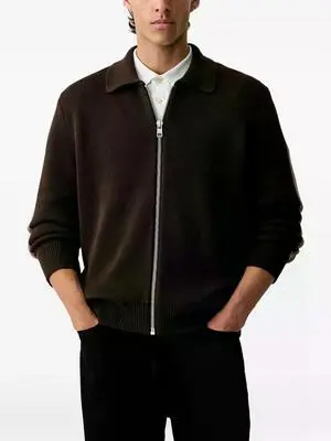 Marc O'polo Side-stripe Zip-up Sweater - Brown